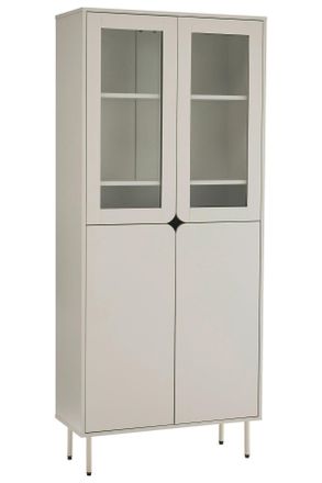Xora Vitrine, Seidengrau, Metall, Glas, Holzwerkstoff, 4 F&auml;cher, 80x186x35 cm, Typenauswahl, Wohnzimmer, Wohnw&auml;nde, Vitrinenschr&auml;nke