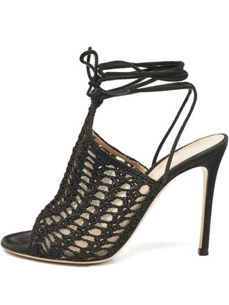 Gianvito Rossi Geh&auml;kelte Sandalen mit Schn&uuml;rung 105mm - Schwarz