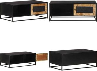 vidaXL Vidaxl - Couchtisch 90x50x35 cm Raues Mangoholz - Industrieller Couchtisch - Holzm&ouml;bel - Wohnzimmertisch - Mangoholz Couchtisch - Stauraum Couchtisch