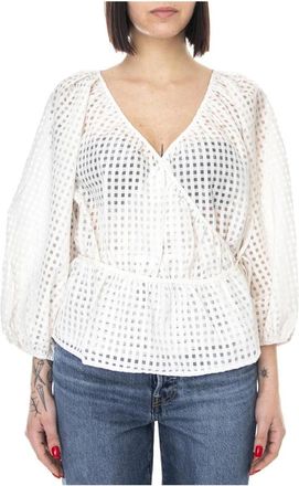 Levi's Femme, Blouses et Chemises, Blanc, Taille: 38 FR Haut Crois&eacute; &agrave; Col V