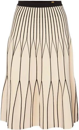 Elisabetta Franchi Femme, Jupes, Beige, Taille: 38 FR Jupe midi pliss&eacute;e en maille bicolore