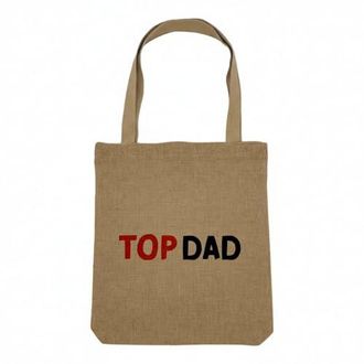 Fabulous Sac Shopping Tote Bag Aspect Lin - Top Dad Papa Amour Homme - Sac de Courses Toile Epaisse 360g Beige Naturel Cabas Porté Epaule Solide Imprimé en Fra