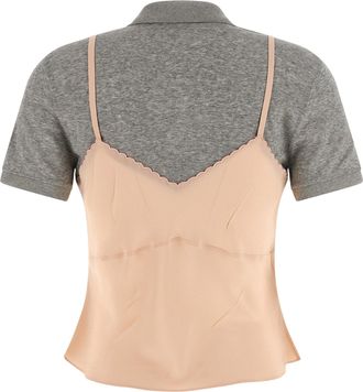 Miu Miu Hybrid Silk and Jersey Polo Blouse - Multicolor