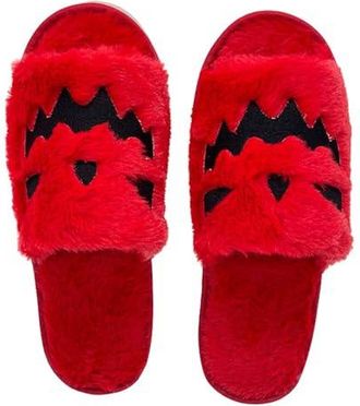 Generic Pantoufles dHalloween pour adultes, chaussures dint&eacute;rieur pelucheuses en peluche avec motif visage de citrouille, pantoufles dint&eacute;rieur douces et chau