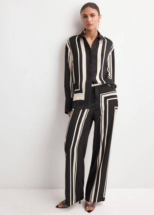 Mango Blouse satin&eacute;e imprim&eacute;e noir - Femme - S - MANGO