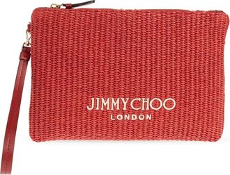 Jimmy Choo London Femme, Sacs, Rouge, Taille: ONE Size Zipped Flat Pouch