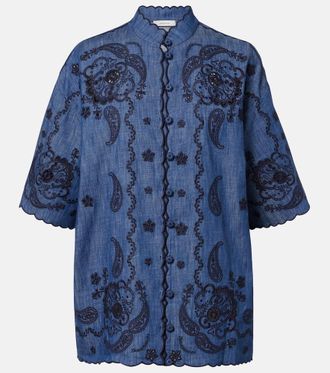 Zimmermann Chemise Aster en denim &agrave; broderie