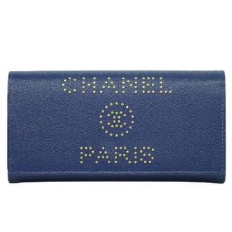 Chanel Pre-owned Leder Portemonnaie - - Pre-owned - Damen - Blau - ONE SIZE