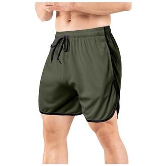 Generic Short court pour homme - En maille - Droit - Trois points - Pour fitness, plage, sport, Vert arm&eacute;e., XXL