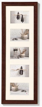 Walther Design Bilderrahmen nussbaum 5X 10x15 cm Galerie mit Passepartout, Home Holzrahmen HO515N