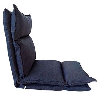 Mobili Rebecca Siege de Sol, Chaise de M&eacute;ditation Bleu Denim, M&eacute;tal Polyester, Salon Terrasse, Balcon Relaxante - Dimensions: 70 x 56 x 70 cm (HxLxL) - Art. RE6195
