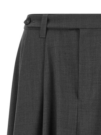Brunello Cucinelli Virgin Wool Flared Midi Skirt - Gray