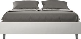 ITYhome Azelia gepolstertes Stauraumbett aus wei&szlig;em Kunstleder, 160 x 210