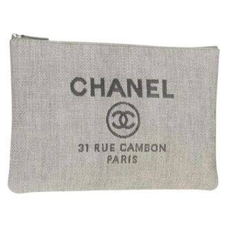 Chanel Pochette en toile Pre-owned - Femme - Pre-owned - Gris - Taille: ONE Size