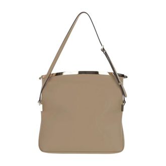 Tod's Leder Flap Schultertasche mit Gold Details - - Bags - Damen - Beige - ONE SIZE