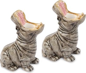 Donkey Hungry Hippos - Kerzenhalter Set mit lustigen Flusspferd Tierfiguren, 2 Stück