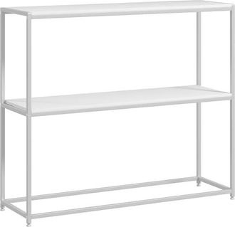 HOMCOM Table Console, Table dentrée, Cadre en Acier, 2 étagères, Design Moderne, pour Salon, entrée, Couloir, 100 x 30 x 87 cm, Blanc
