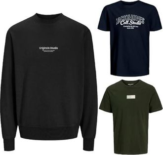 Jack & Jones Homme - Bo&icirc;te Grande Taille 3 pi&egrave;ces - Sweat &agrave; capuche Pullover T-shirt Surdimensionn&eacute; Grande Taille 3XL 4XL 5XL 6XL 7XL 8XL zr99a, 4XL
