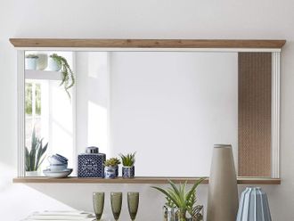 M&ouml;belando Spiegel Wandspiegel Holzspiegel Dekospiegel H&auml;ngespiegel Zierspiegel Jillana I Pinie hell/Artisan Eiche