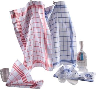 Kracht Kracht Geschirrtuch 2er-Pack Waffelpiqué weiß-blau Größe 50x70 cm