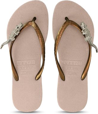 UZURII Slipper & Pantoletten - Zehentrenner Silver Crocodile Switch - Gr. 35,5 (EU) - in Beige - f&uuml;r Damen