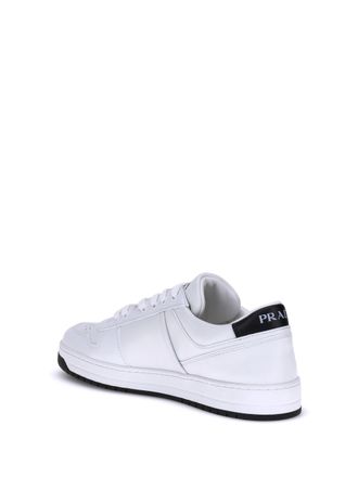 Prada Mens Leather Sneakers White-Black Lace-Up Shoes White/black Flat