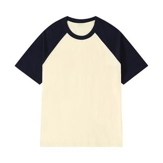 Generic T-shirt Homme Patchwork Col Rond T-shirt Contraste de Couleur R&eacute;tro &Eacute;paule Lourde T-Shirt Couleur Pure L&acirc;che Manches Courtes, bleu clair, 5XL