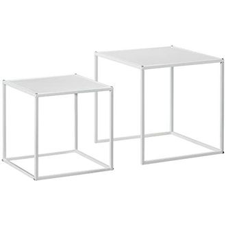 HOMCOM VSOGA Lot de 2 tables basses rectangulaires - Table basse avec structure en acier - Table basse au design moderne - Pour salon - Charge maximale : 10 
