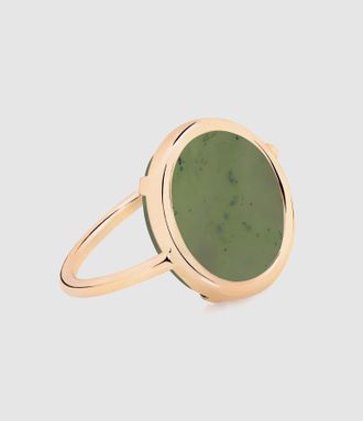 Ginette NY Bague Baby Disc Jade Or Rose