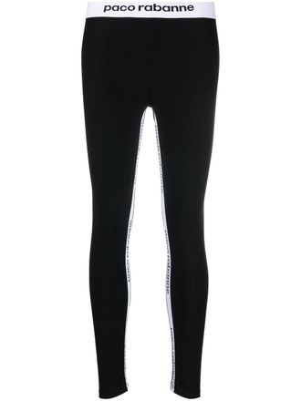 Paco Rabanne legging &agrave; bande logo - Noir