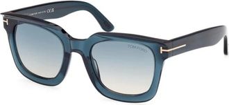 Tom Ford Femme, Accessoires, Bleu, Taille: 52 MM Leigh-02 Lunettes de soleil