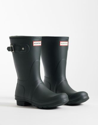 Hunter Original - Gummistiefel in dunklem Olivgr&uuml;n mit kurzem Schaft