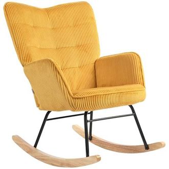 HOMCOM Fauteuil à Bascule, Fauteuil à Bascule avec Aspect Corde, accoudoirs, Fauteuil rembourré avec Patins en Bois, Fauteuil de Relaxation pour Salon, Chamb