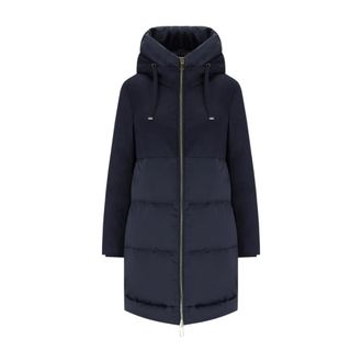 Duno Blauer- gef&uuml;tterter Mantel mit Kapuze - - Coats - Damen - Blau - M