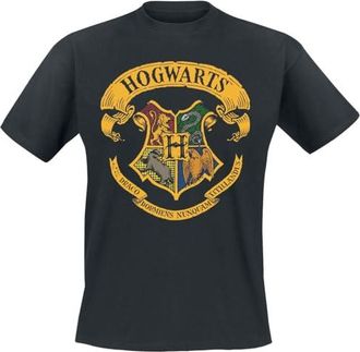Harry Potter Blason Poudlard Homme T-Shirt Manches Courtes Noir XL 100% Coton Regular/Coupe Standard