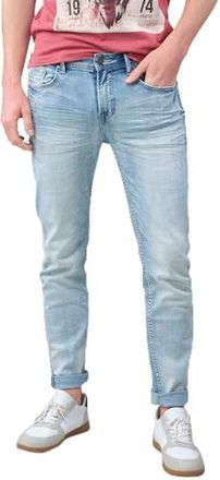 Deeluxe Jean Homme Carlos, Coupe Slim Fit En Denim, Pantalon Adulte Avec Braguette À Fermeture Éclair, 98% Coton 2% Élasthanne, Finition Stone Used, Printemps