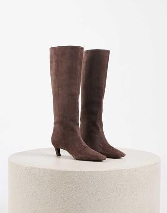 Tony Bianco Evysa - Bottines en daim &agrave; petit talon et bout carr&eacute; - Espresso-Marron