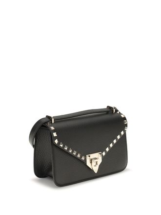 Valentino Garavani Womens Rockstud Mini Shoulder Bag Nero Calf Leather Bos Taurus