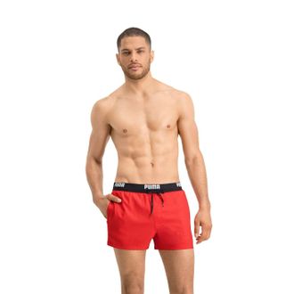 Puma Herren Logo Short Length Swim Shorts Badehose, Red, XL EU