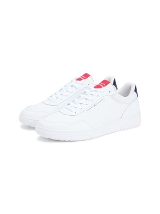 Tommy Hilfiger Sneaker TOMMY HILFIGER BASKET CORE LITE LTH, Herren, Gr. 42, wei&szlig;, Leder, Lederimitat, unifarben mit Farbeinsatz, Schuhe Sneaker, Freizeitschuh, Halbs
