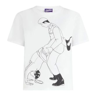 Jean Paul Gaultier Homme, Tops, Blanc, Taille: M Cotton Jersey Squared Tee-Shirt