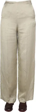 Alysi Satin Viscose-Linen Trousers - Beige
