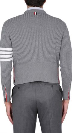 Thom Browne 4-Bar Stripe Cotton Jersey Sweater - Gray