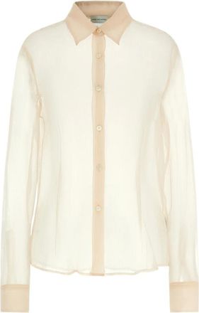 Dries Van Noten Femme, Blouses et Chemises, Beige, Taille: 42 FR Cloudy Semi-Transparent Washed Muslin Silk Shirt
