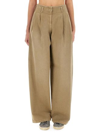 Golden Goose Cotton Blend Trousers - Brown