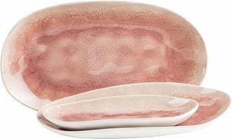 M&auml;ser 934112 Serie Frozen, Set aus 3 Servierplatten, Keramik Servierteller in 3 Gr&ouml;&szlig;en, moderner Vintage Look, Wei&szlig; gesprenkelte Glasur