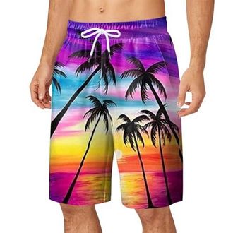 Generic Short de bain d&eacute;t&eacute; pour homme - Paysage d&eacute;t&eacute; insolite - Impression num&eacute;rique avec taille &eacute;lastique - Style d&eacute;contract&eacute; - Tendance - Short de plage - V