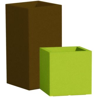 Monacis Monacis - Quadratische Vase Cromia Cube Made in Italy aus Harz, mit einfarbig Dekoration -Bronzefarbig / 40 cm