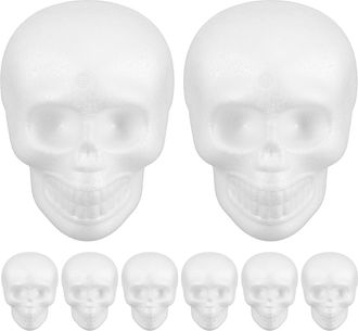 NUOBESTY DOITOOL 8 St&uuml;ck Halloween-Totenk&ouml;pfe: Miniatur-Schaumstoff-Totenkopfk&ouml;pfe, realistisches menschliches Skelettkopfmodell, erschreckende Ornamente f&uuml;r d