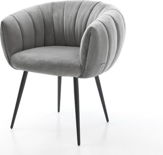 DELIFE Esszimmerstuhl Jada-Flex Samt Grau 4-Fu&szlig; konisch Schwarz Taschenfederkern, Esszimmerst&uuml;hle